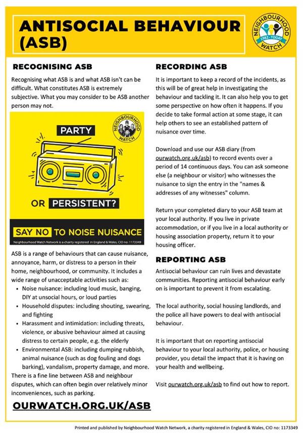 Neighbourhood Watch Week - Crime prevention Advice ASB & Street ...