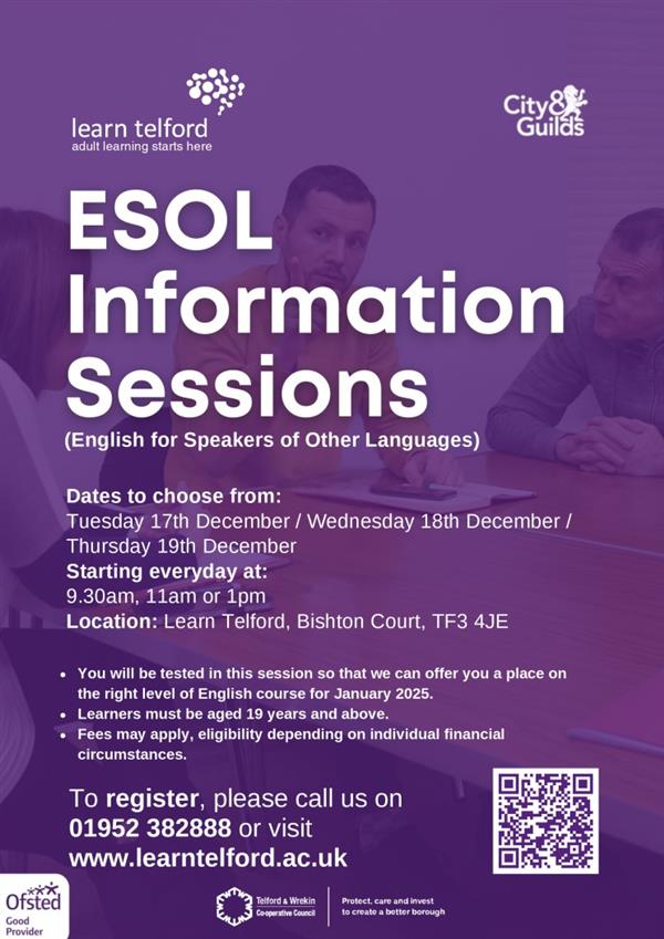 ESOL information sessions December 2024 - Neighbourhood Matters